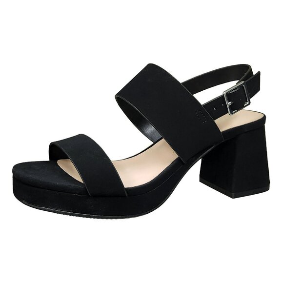 Shoes | New Black Dual Band Platform Chunky Heel Strap Sandals | Poshmark